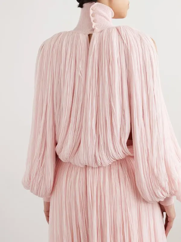 Alaïa Fringed Turtleneck Sweater - Pink
