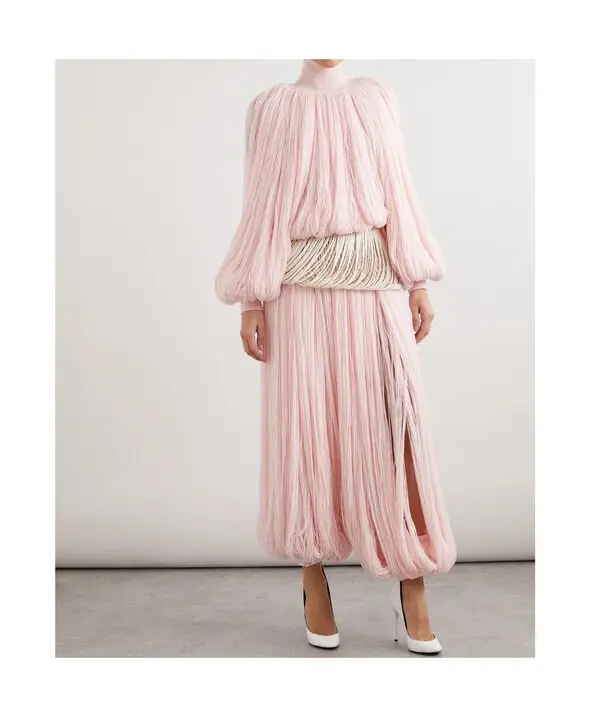 Alaïa Fringed Turtleneck Sweater - Pink