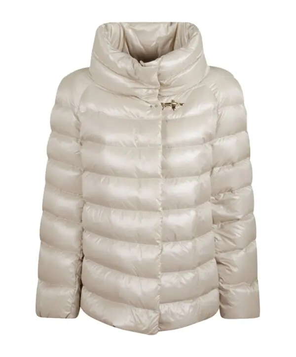 FAY Quilted Puffer Jacket With Hook Detail - Nude