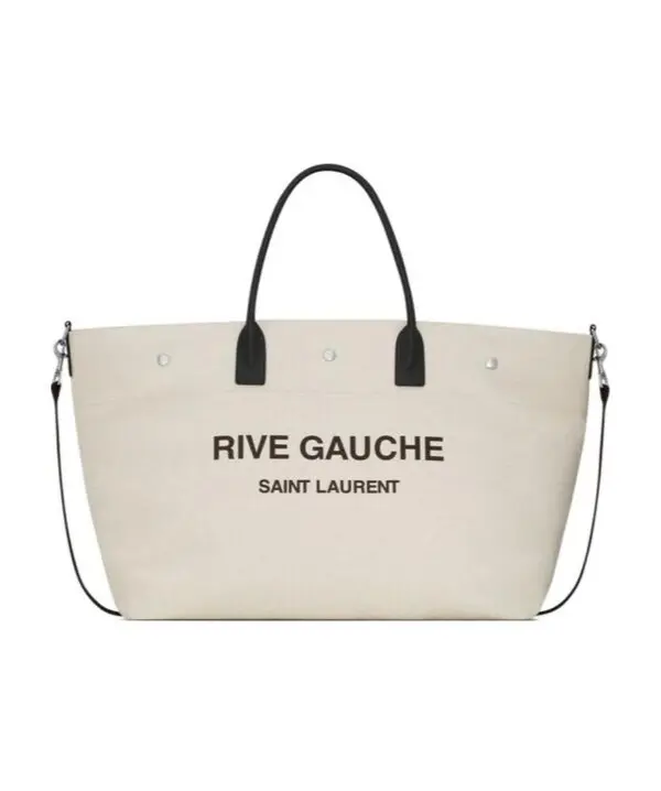 Saint Laurent Rive Gauche Printed Maxi Tote Bag - Nude