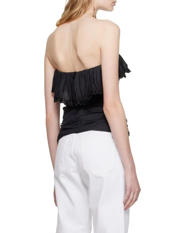 Isabel Marant Étoile Off-shoulder Ruched Top With Fan-shaped Hem