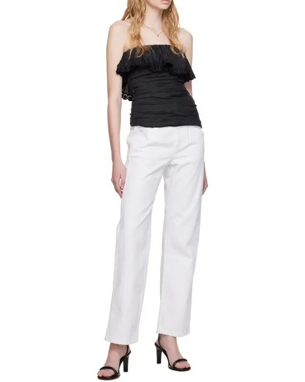 Isabel Marant Étoile Off-shoulder Ruched Top With Fan-shaped Hem