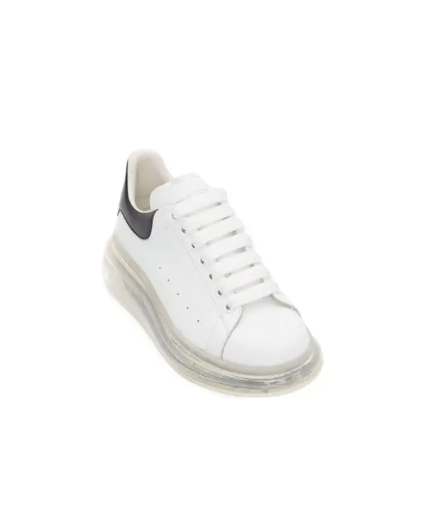 Alexander McQueen Oversized Low-top Sneakers In Smooth Leather With Transparent Sole - White