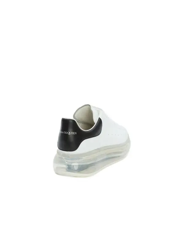 Alexander McQueen Oversized Low-top Sneakers In Smooth Leather With Transparent Sole - White