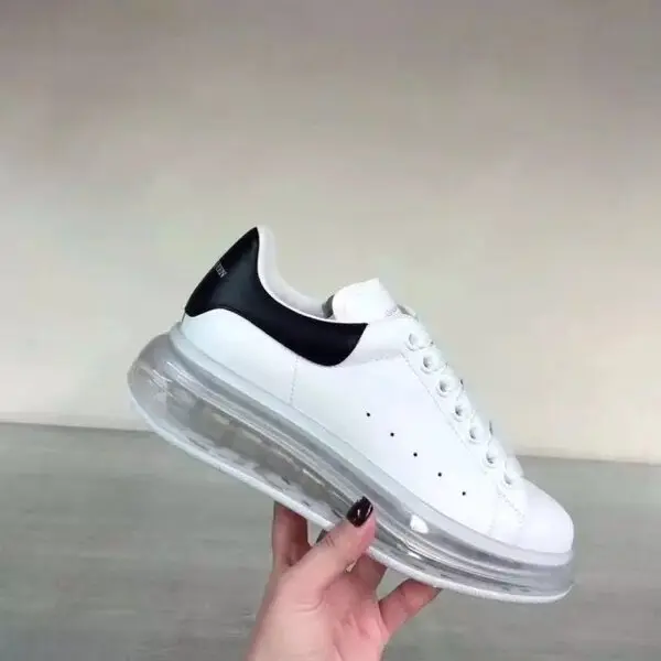 Alexander McQueen Oversized Low-top Sneakers In Smooth Leather With Transparent Sole - White