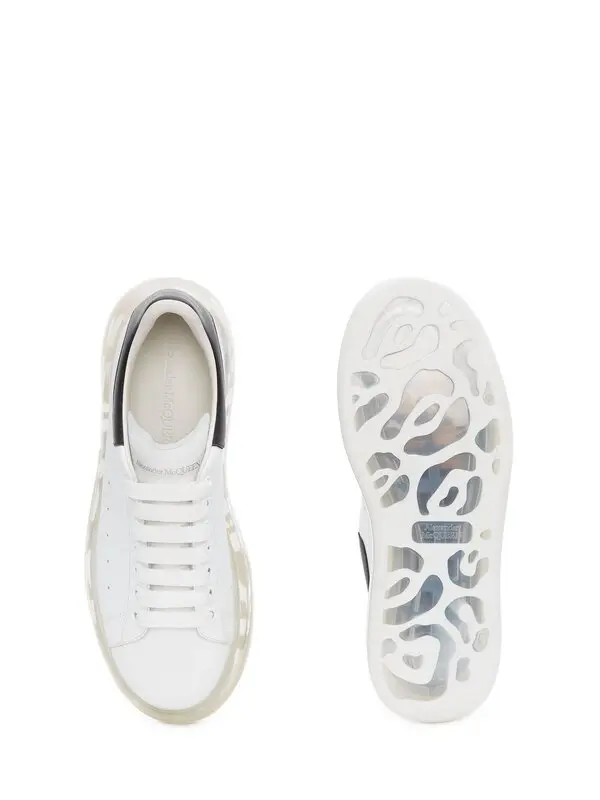 Alexander McQueen Oversized Low-top Sneakers In Smooth Leather With Transparent Sole - White
