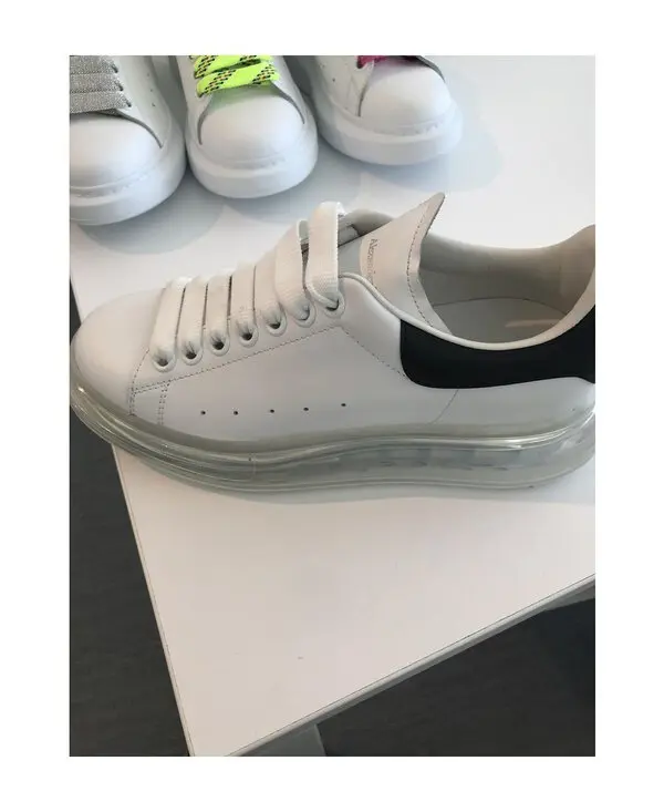 Alexander McQueen Oversized Low-top Sneakers In Smooth Leather With Transparent Sole - White