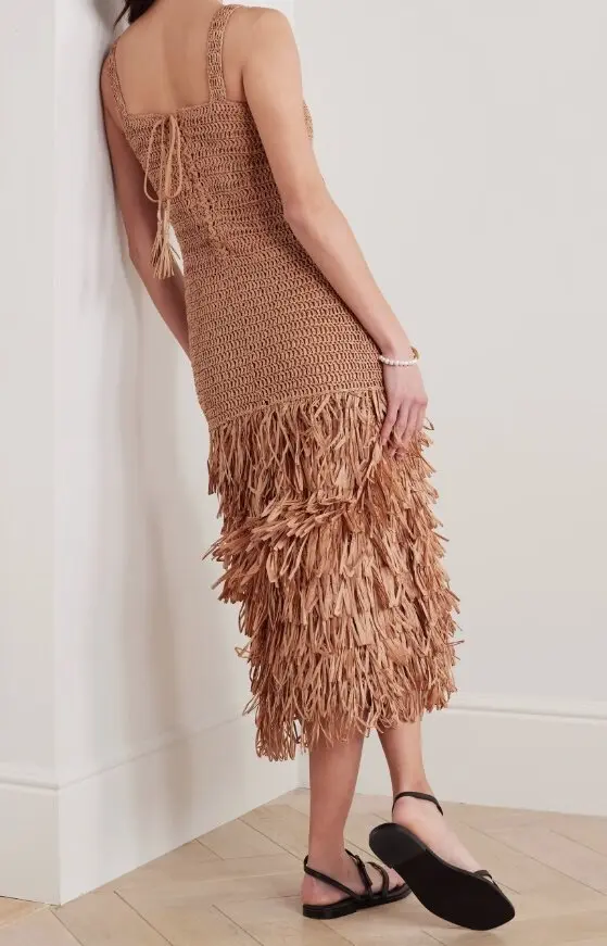 Farm Rio Crochet Maxi Dress With Fringe Detail