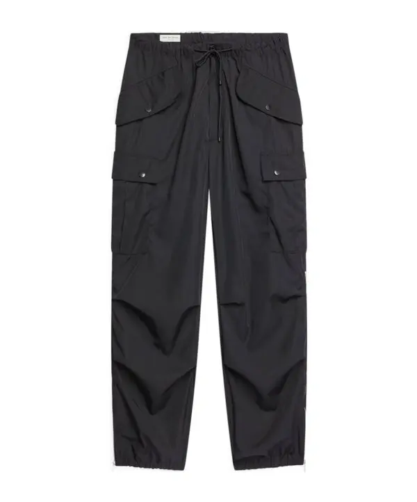 Dries Van Noten Water Repellent Drawstring Cargo Trousers - Black