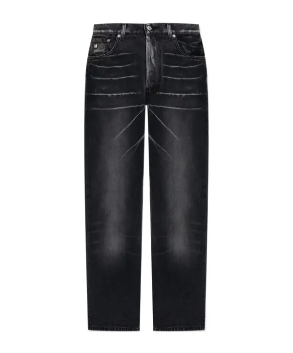 Moschino Plaque Faded Wash Jeans - Black