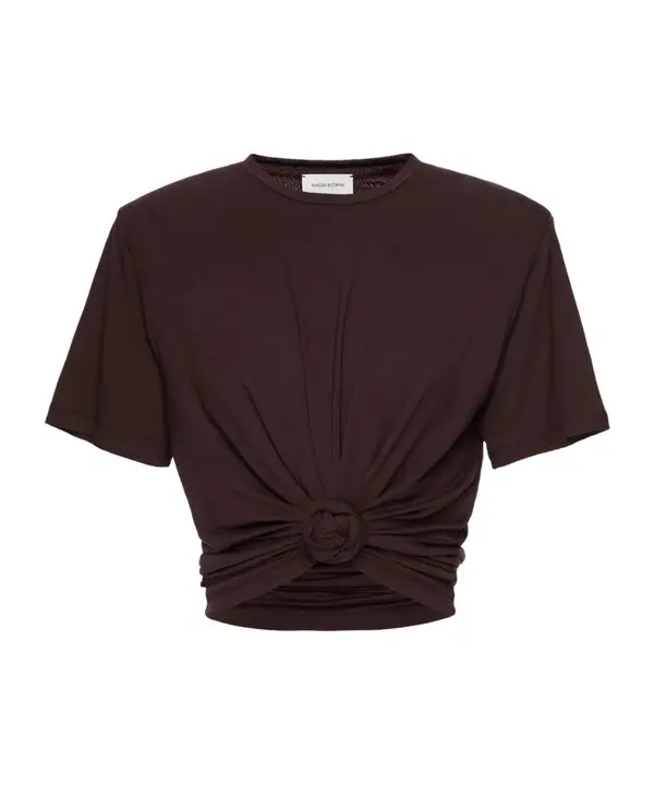 Magda Butrym Knotted Jersey T-shirt - Brown
