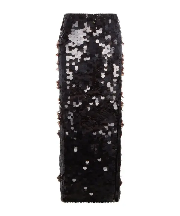 P.a.r.o.s.h Embellished Sequined Skirt - Jet Black