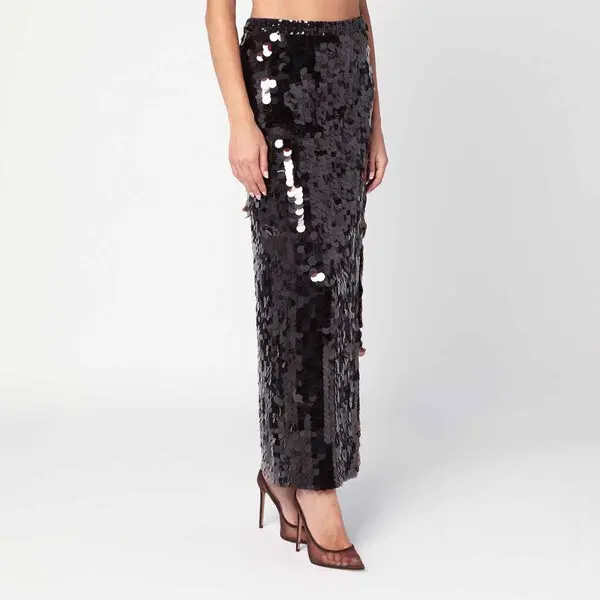P.a.r.o.s.h Embellished Sequined Skirt - Black