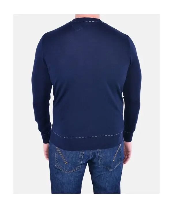 Eleventy Crewneck Knitted Jumper With Topstitch Detail