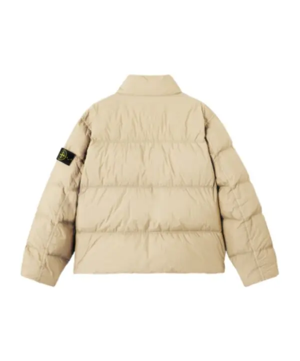 Stone Island Logo Patch High Neck Puffer Jacket - Desert