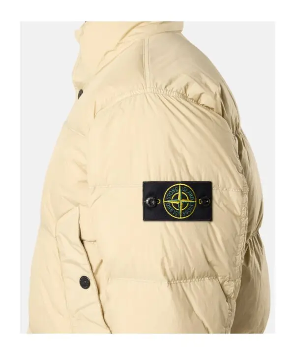 Stone Island Logo Patch High Neck Puffer Jacket - Desert