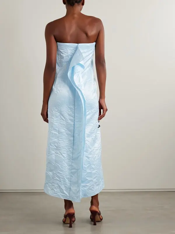 Erdem Strapless Embellished Pleated Dress