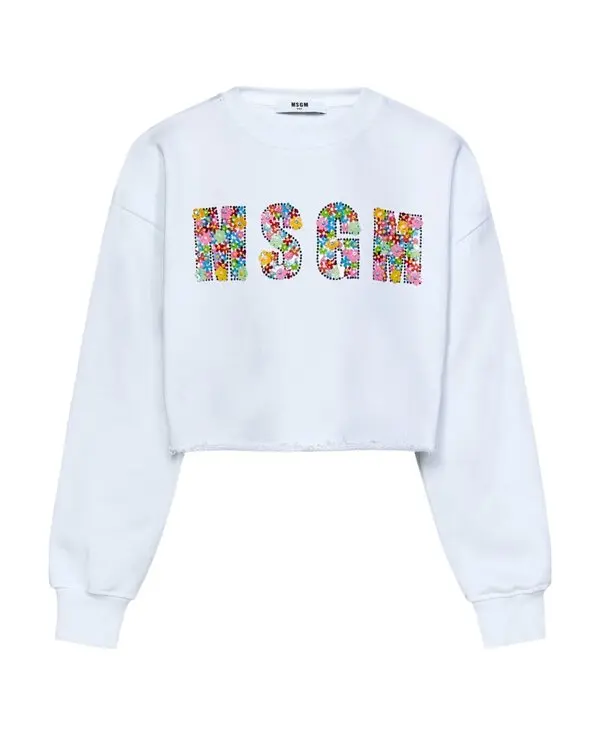 MSGM Logo Embellished Crew Neck Sweater
