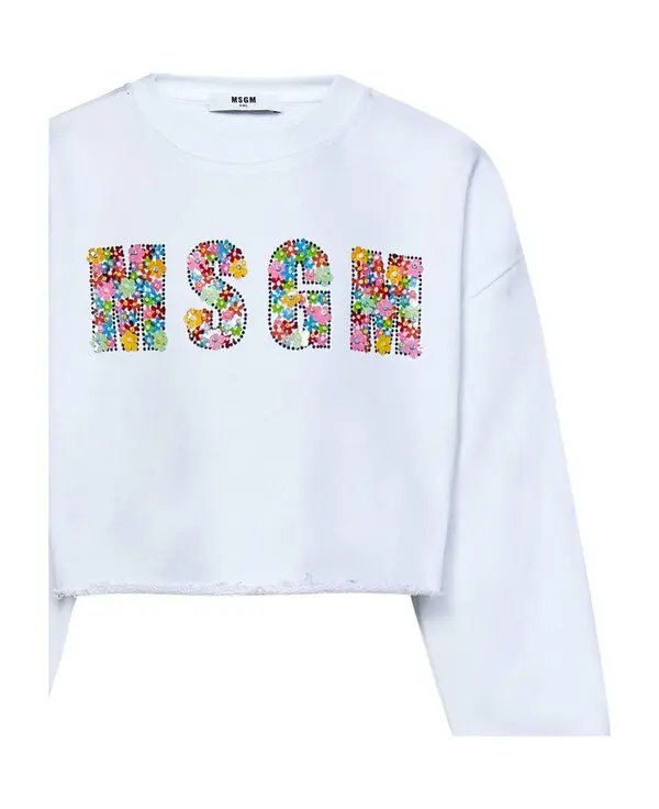 MSGM Logo Embellished Crew Neck Sweater