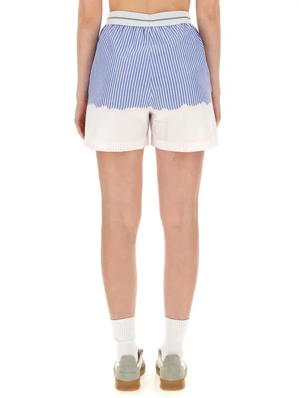 MSGM Logo Waistband Striped Shorts - Blue