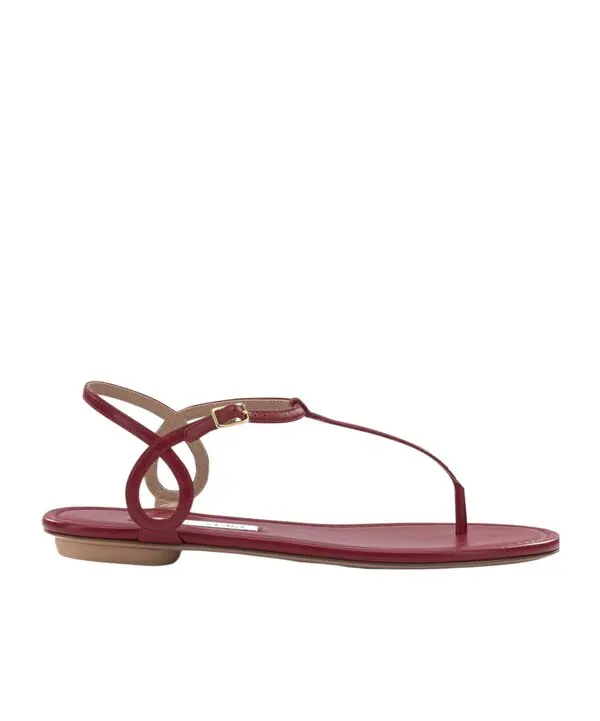 AQUAZZURA Buckle Detail Open Toe Flat Sandals - Red