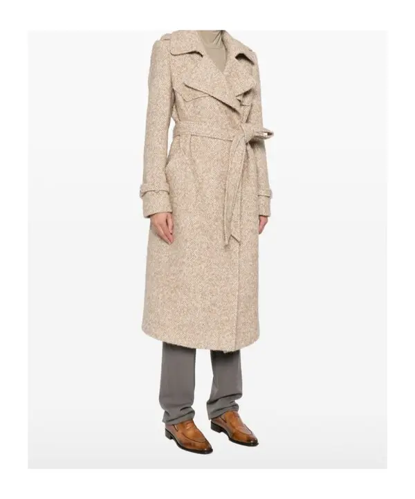 Tagliatore Belted Herringbone-pattern Coat
