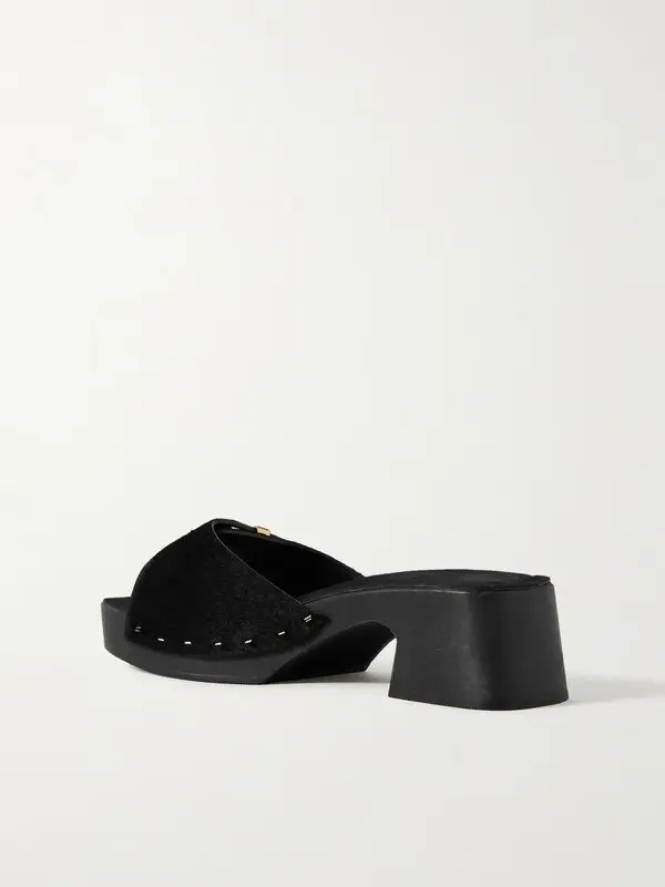 Khaite Britt Clog Haircalf Buckle Mules - Black