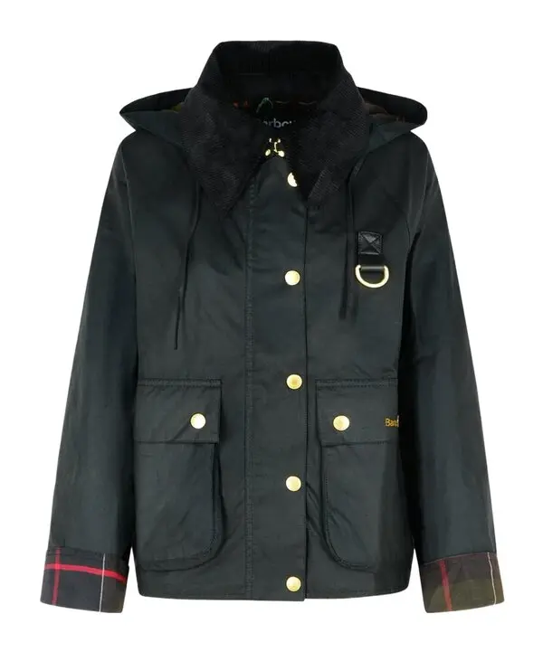 Barbour Hooded Corduroy-collar Jacket - Black
