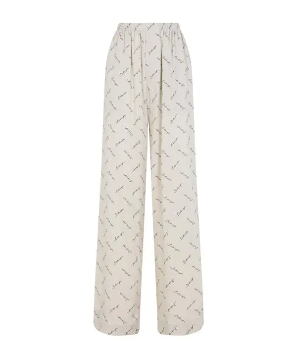 Balenciaga Allover Logo Pyjama Pants - Light Beige Black