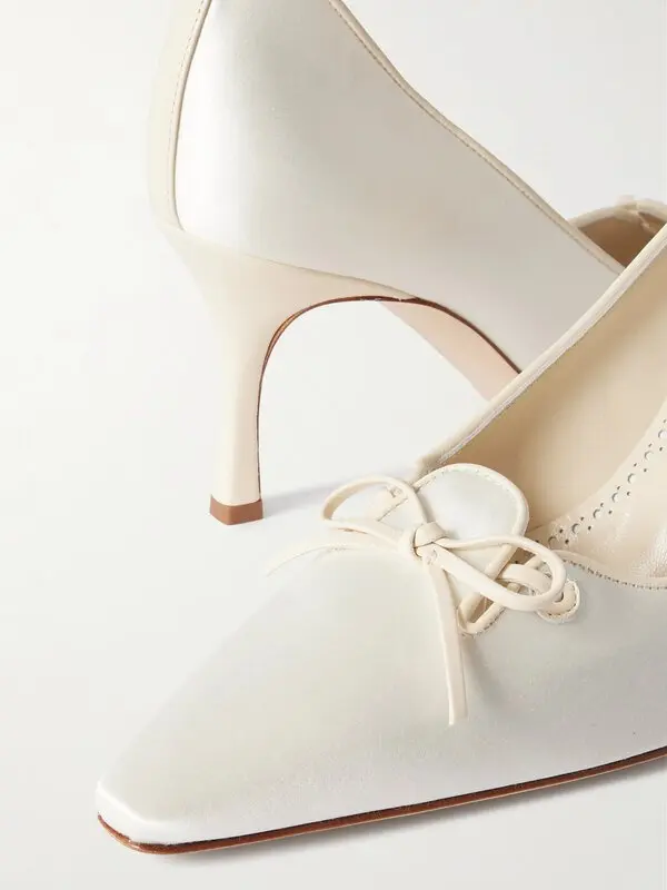 Manolo Blahnik Square Toe Bow High Heels