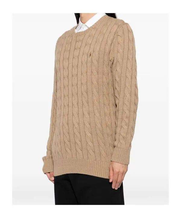 Polo Ralph Lauren Logo Embroidered Cable-knit Jumper - Nude