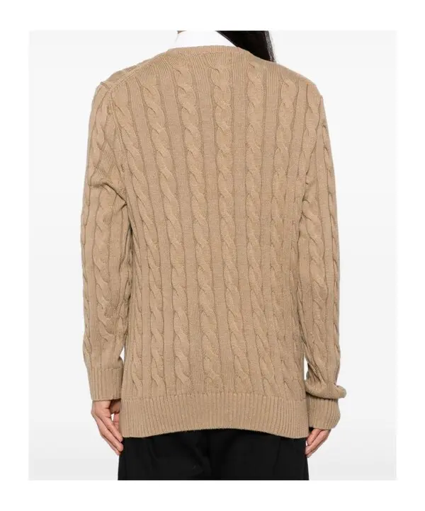Polo Ralph Lauren Logo Embroidered Cable-knit Jumper - Nude