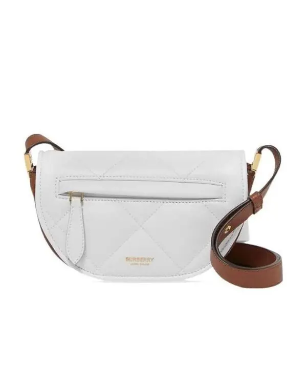 Burberry Mini Olympia Quilted Shoulder Bag - White