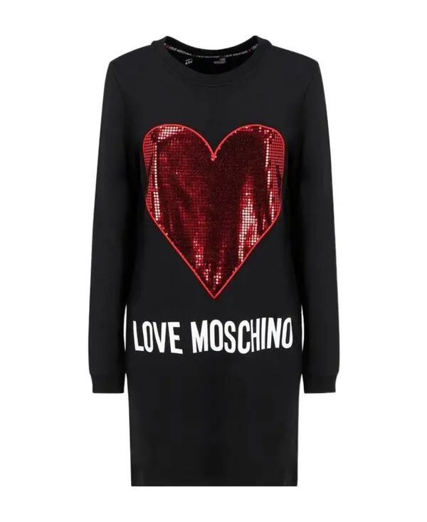 Moschino Sequin Heart Logo Dress