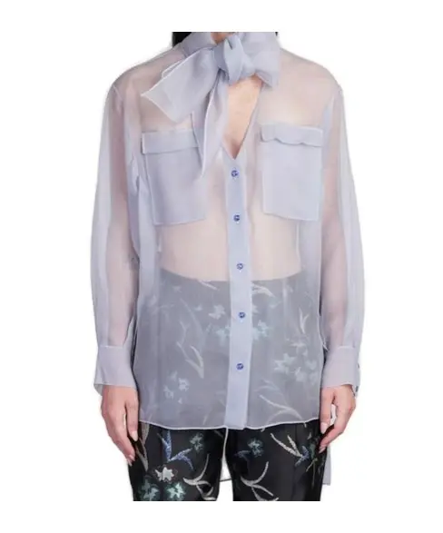 Giorgio Armani Sheer Organza Shirt With Bow Detail