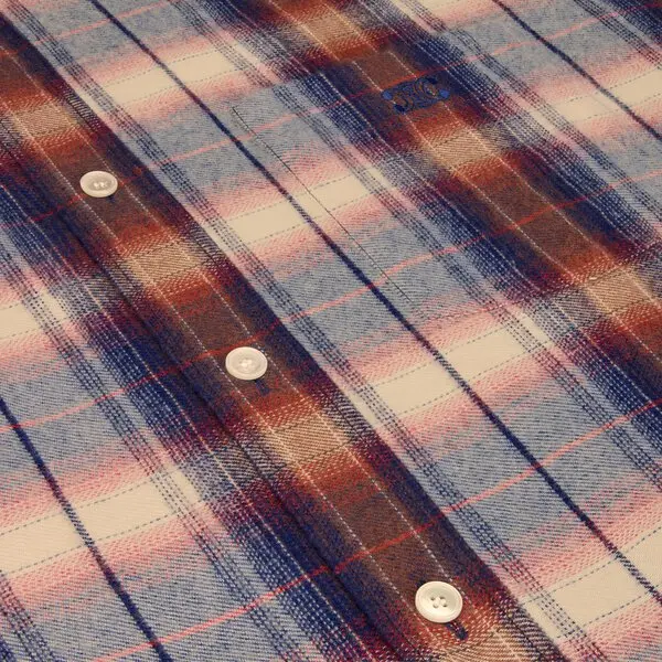 Celine Loose Shirt In Checked Viscose - Vanilla/navy/red