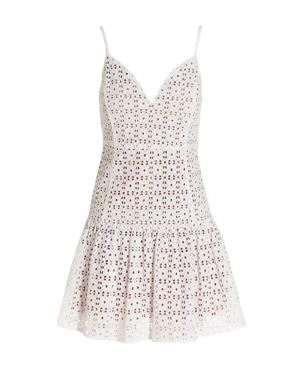 Michael Kors Eyelet Trimmed Spaghetti Strap Dress - White