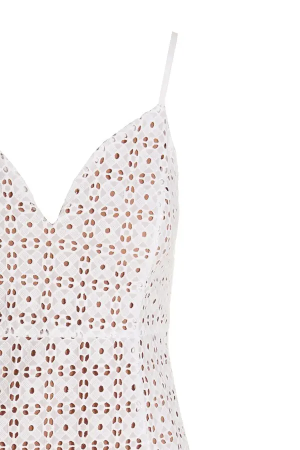 Michael Kors Eyelet Trimmed Spaghetti Strap Dress