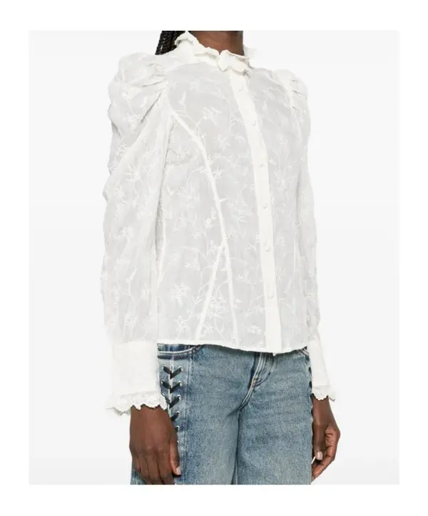 Isabel Marant Étoile Zorica Top Puff Sleeve Leaf Pattern Blouse - No
