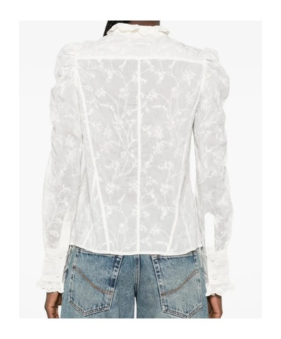 Isabel Marant Étoile Zorica Top Puff Sleeve Leaf Pattern Blouse