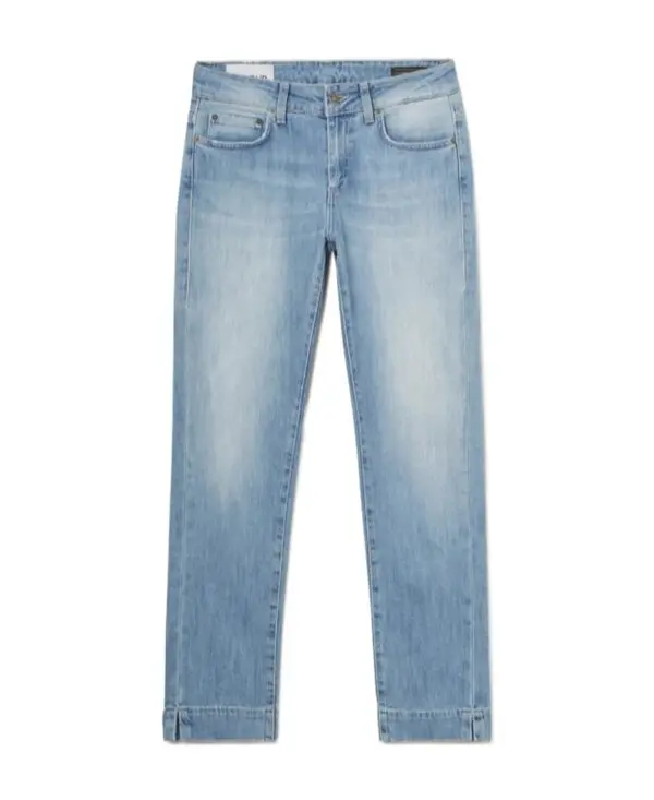 DONDUP Cropped Jeans With Whiskering And Slit Hem - Blue