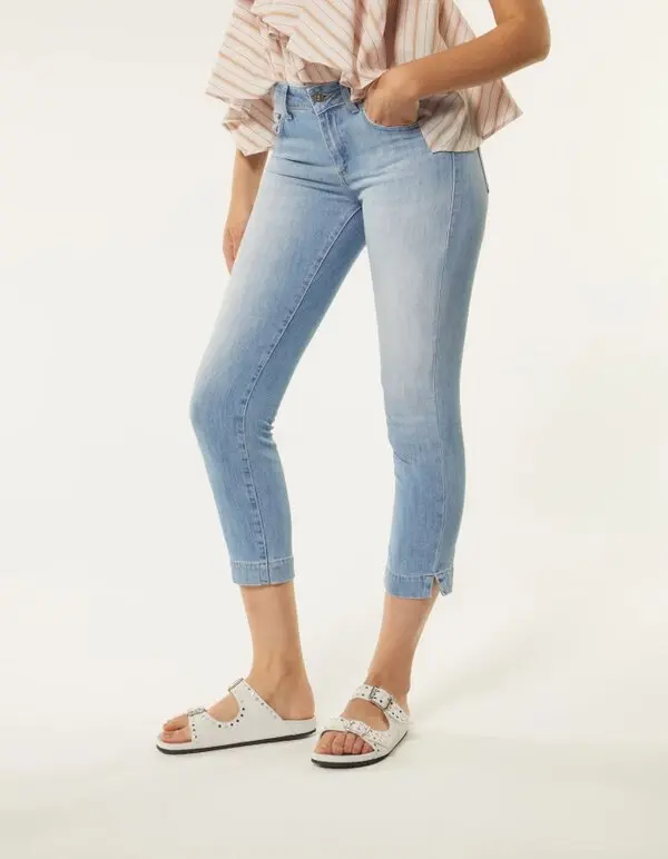 DONDUP Cropped Jeans With Whiskering And Slit Hem