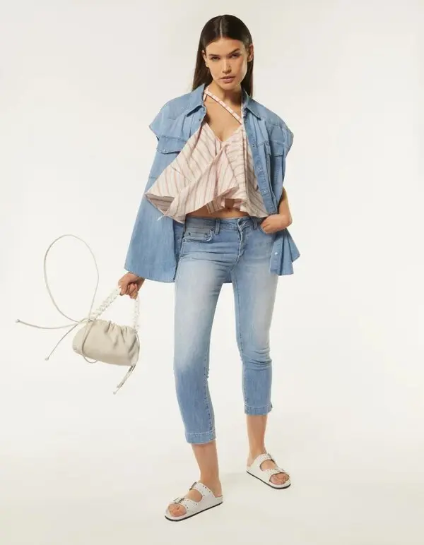 DONDUP Cropped Jeans With Whiskering And Slit Hem