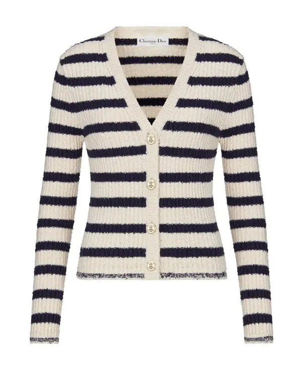 Dior Marinière Striped Knit Twin-set - Off-white/navy Blue