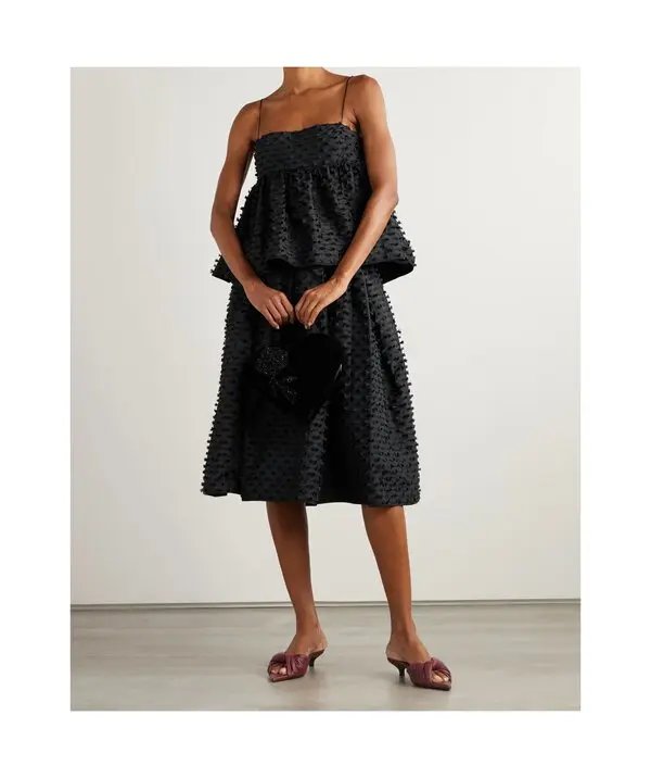 Cecilie Bahnsen Babette Fil Coupé Shell Peplum Top - Black