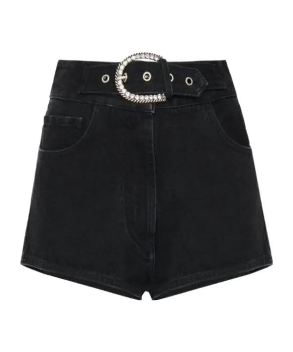 Alessandra Rich Belted High-waisted Denim Shorts