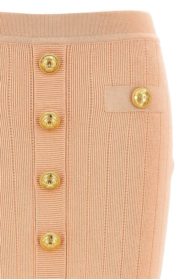Balmain Button Detailed High-rise Mini Skirt - Pink