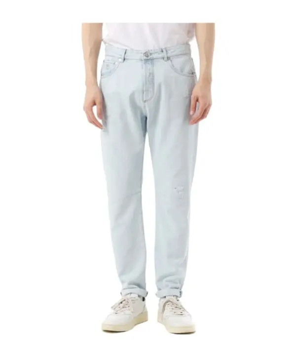 Brunello Cucinelli Light Wash Distressed Denim Trousers