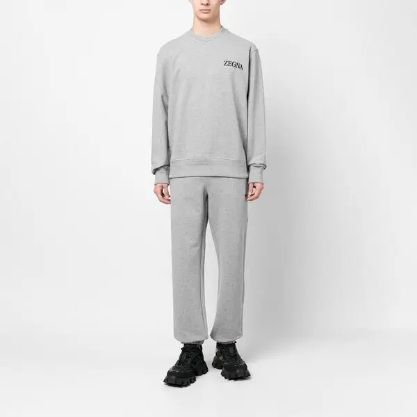 Zegna Logo-print Cotton Sweatshirt - Gray