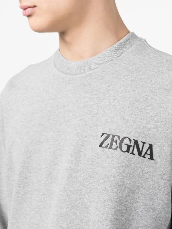 Zegna Logo-print Cotton Sweatshirt - Gray